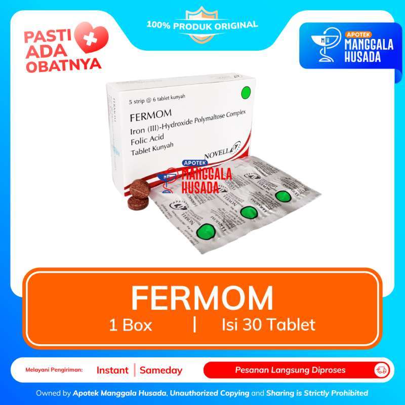Jual Fermom Suplemen Zat Besi Per Box @ 30 Tablet Kunyah Di Seller ...