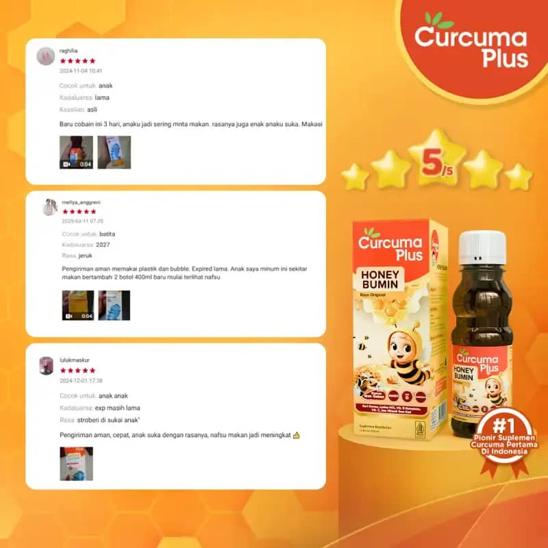 Promo Baru! Curcuma Plus Paket Anak Tumbuh Tinggi Optimal (honey Bumin ...