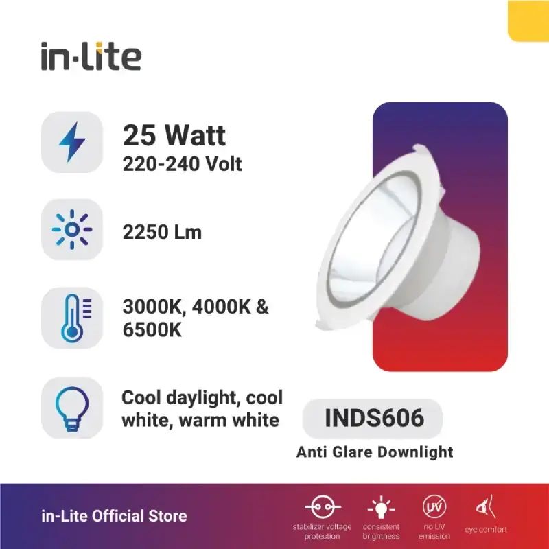 Jual Inlite Lampu Downlight Anti Glare Inds606 - 15 - 25 Watt, Watt 15 ...