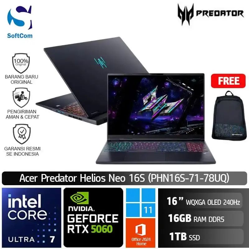 Jual Acer Predator Helios Neo 16s Phn16s 71 78uq U7 255hx/16gb/1tb Ssd ...