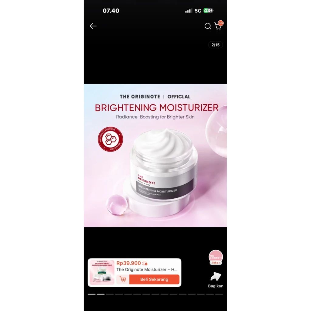 Jual The Originote Moisturizer – Hyalucera, Cica B5, Brightening ...