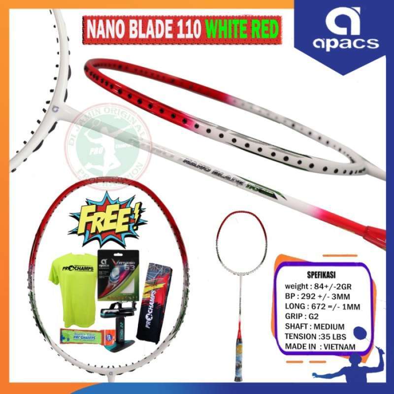 Jual Apacs Nano Blade 110 / Nanoblade 110 Raket Badminton Original - White Red Di Seller ...