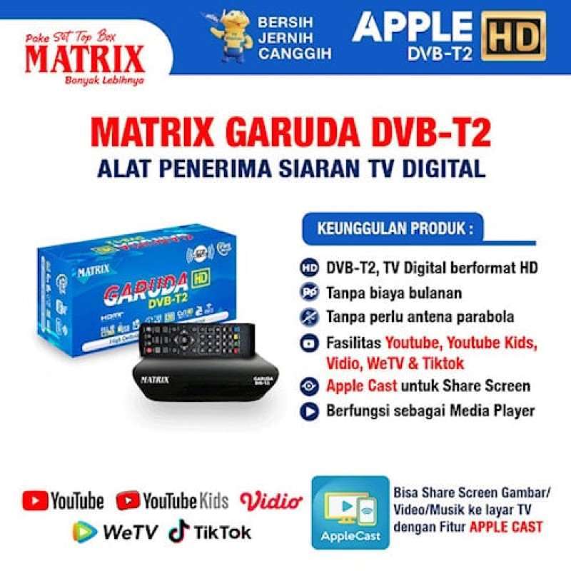 Jual SET TOP BOX MATRIX DVB-T2 GARUDA BIRU PENANGKAP TV DIGITAL / STB FULL SET TELEVISI di ...
