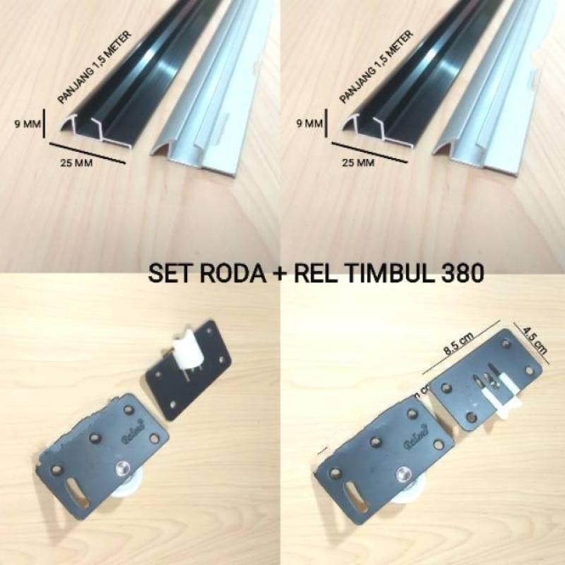 Promo Paket Lengkap Roda+Rel Timbul 380 Pintu Lemari Sliding/Geser (1,5 ...
