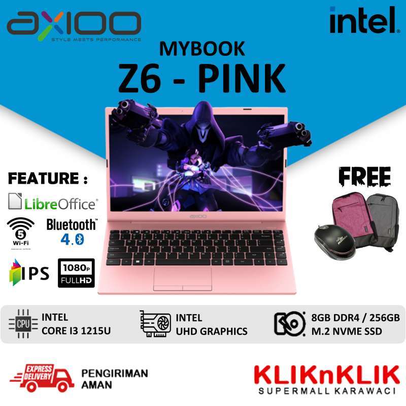 Promo AXIOO MYBOOK Z6 Core i3 1215U 8GB SSD 256GB 14 INCH FULL HD WINDOWS 11 - PINK - NON METAL ...