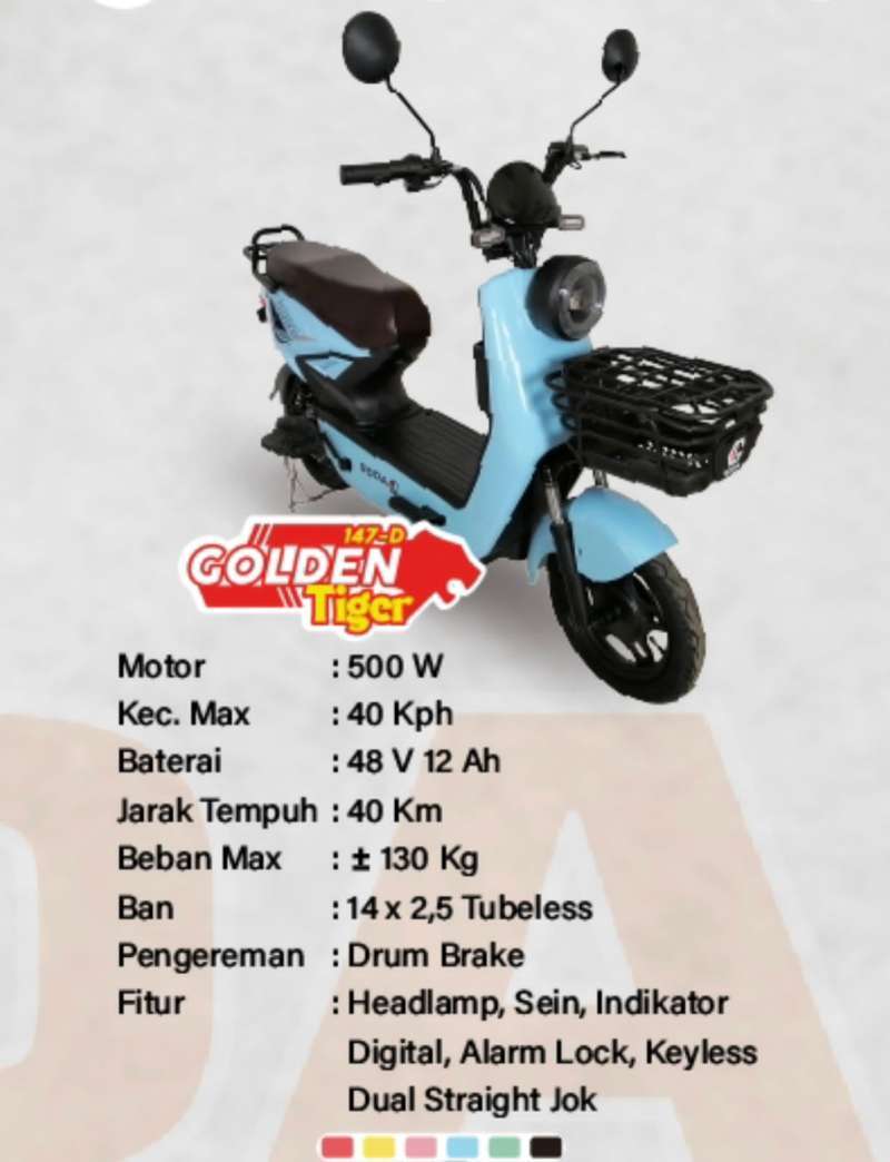 Jual Sepeda Listrik Goda 147-D Golden Tiger Moped Electric Bike Garansi ...
