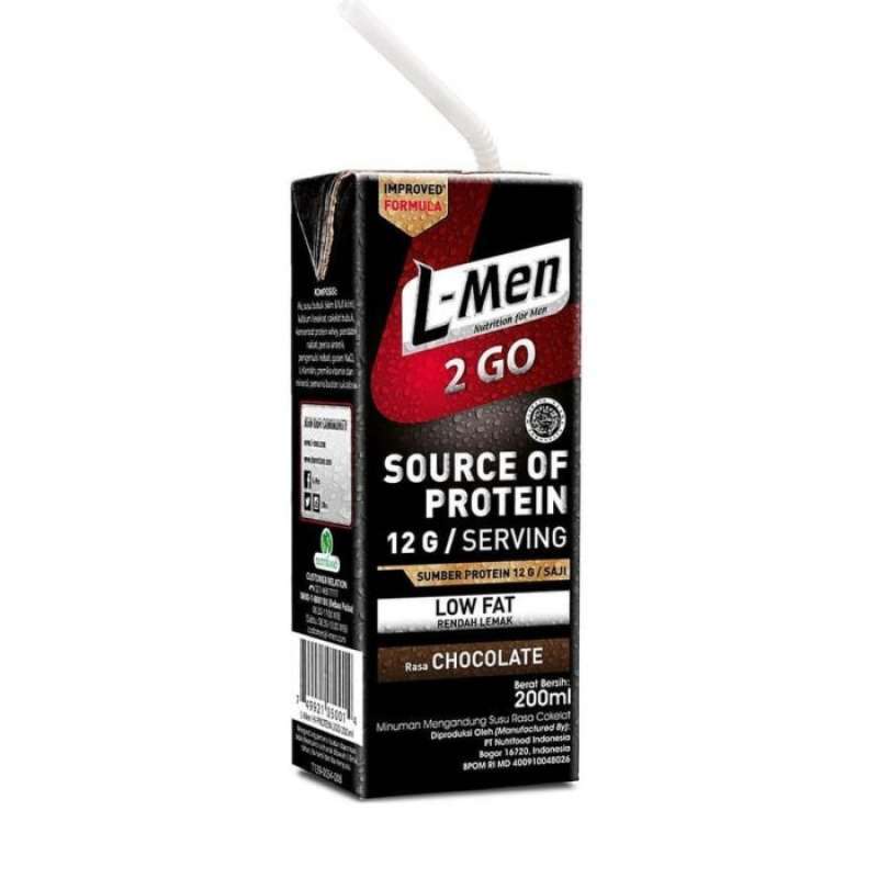 Promo L-men Susu Uht Whey Protein 2 Go Chocolate 200 Ml Diskon 27% Di ...