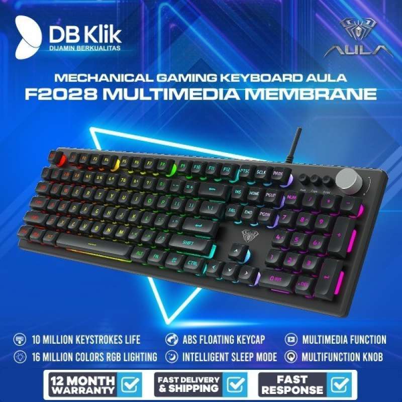 Promo Keyboard Gaming AULA F2028 Multimedia Membrane RGB Macro - AULA F ...