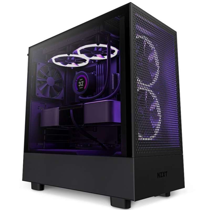 Promo NZXT H5 Flow MATTE BLACK Mid Tower PC Case Casing Gaming Chassis ...