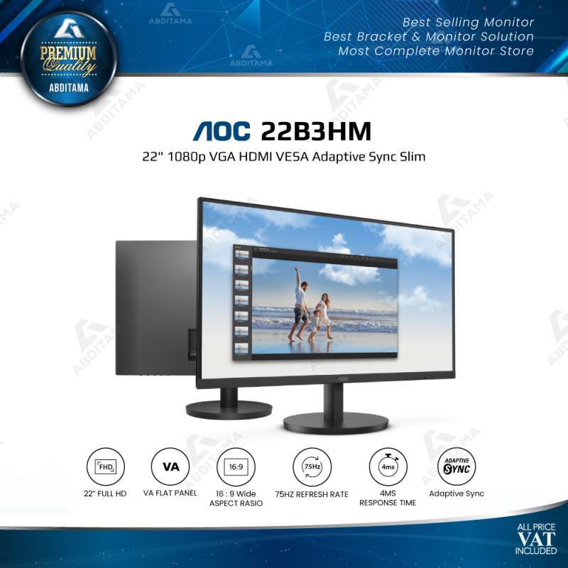 Promo Monitor LED AOC 22B3HM 22 1080p VGA HDMI VESA Adaptive Sync Slim ...