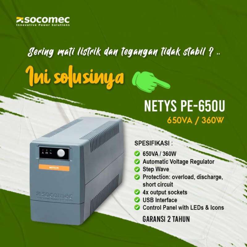 Jual UPS Socomec 650VA Garansi 2 Tahun Unit dan Baterai di Seller KomputerMedan Official Store ...