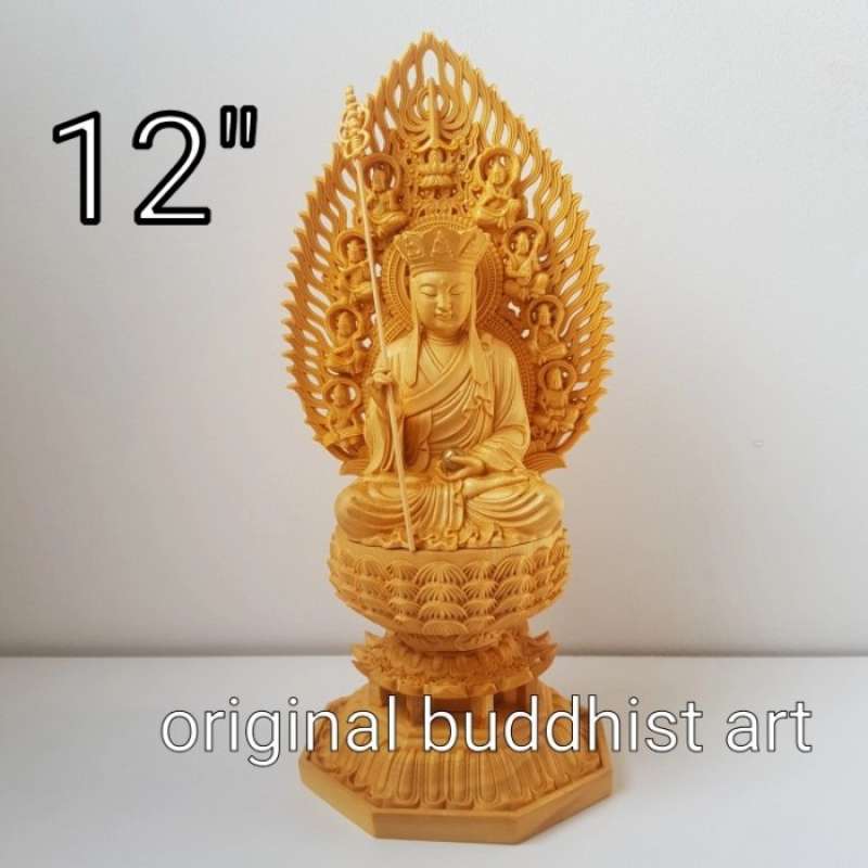 Promo patung ti cang wang phusat / kstigarbha bodhisattva kayu 12 inch ...