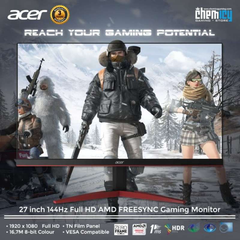 Promo Acer KG271C 27 inch 144Hz Full HD AMD FREESYNC Gaming Monitor ...