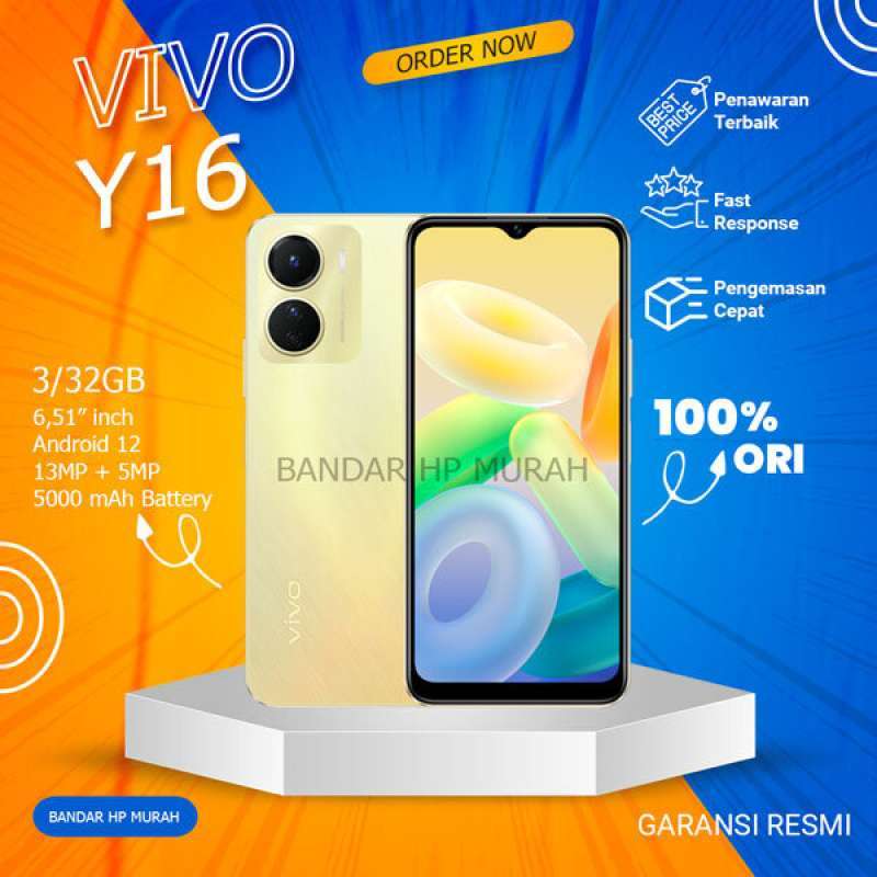 Jual Vivo Y16 3/32GB - 5000mAh + USB Type-C, Ultra Fast Side ...