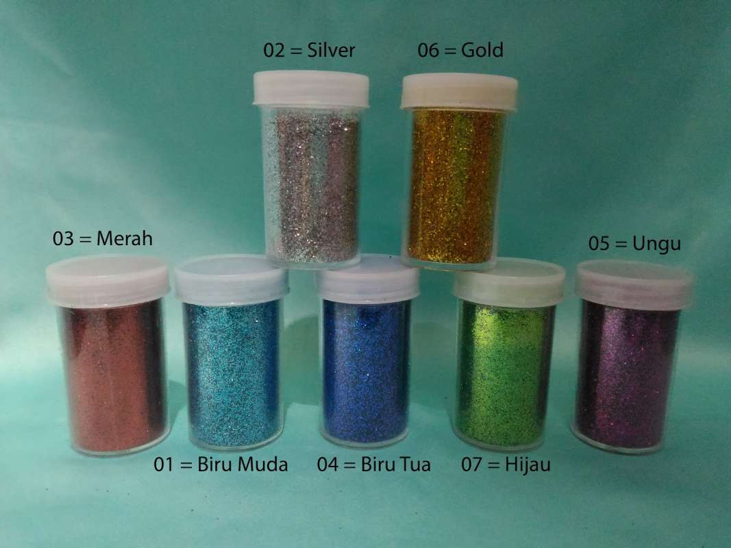 Jual Bubuk Glitter Serbuk Gliter Warna Blue Biru Muda Biru Tua Silver ...