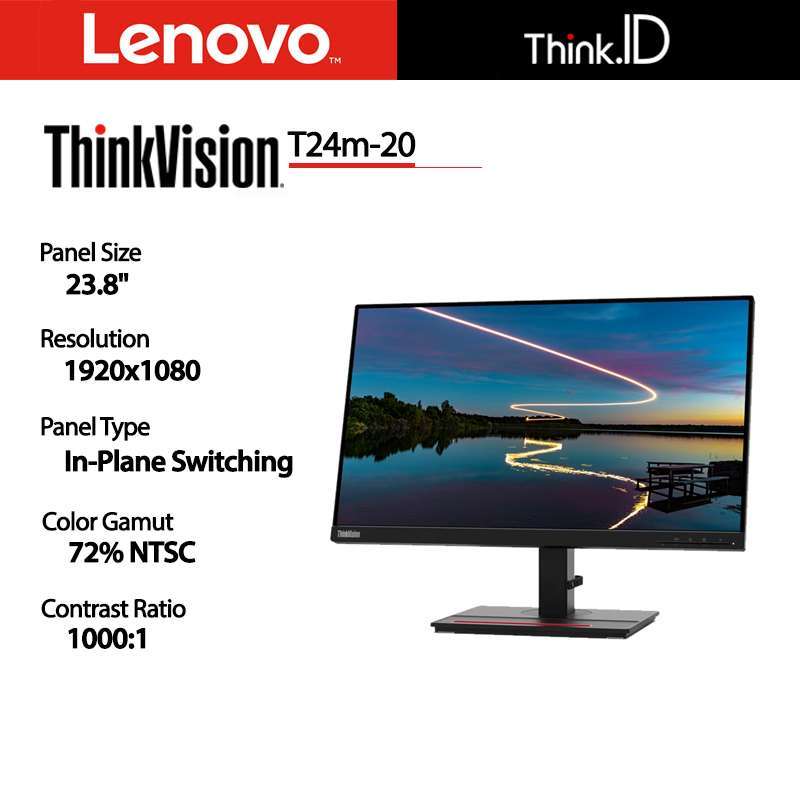 Jual Monitor Lenovo Thinkvision T24m-20 23.8ips 1920x1080 Fhd 72% Ntsc ...