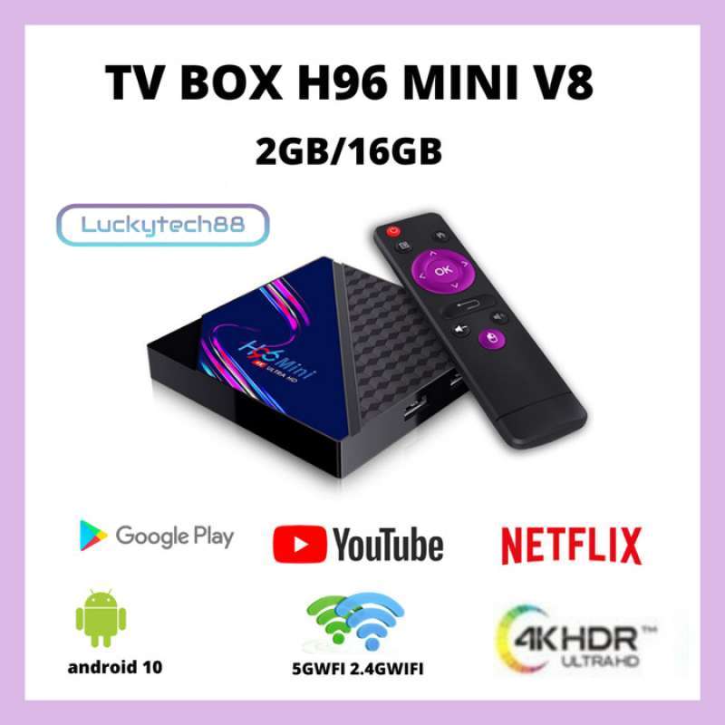 Jual Android Tv Box H96 Mini V8 2gb/16gb Rk3228a Android 10 Smart Tv 4k ...