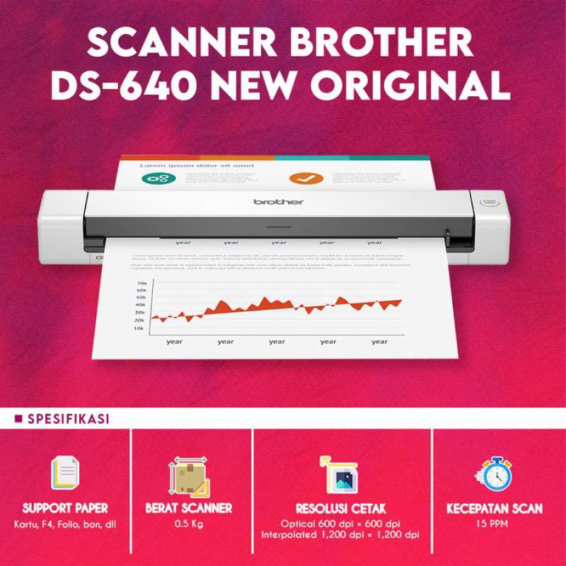 Promo Brothr Scanner Portable Ds-640 Compact Mobile Document Ds640 ...