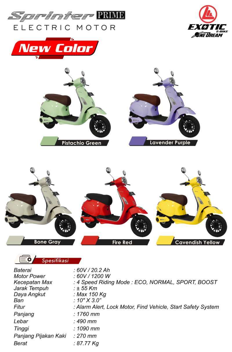 Jual Vespa Motor Listrik Sprinter Prime New Colour Di Seller Pacific ...