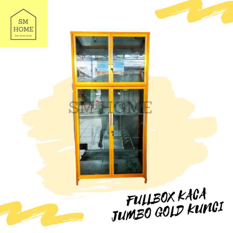 Promo Rak Piring Kaca Aluminium Jumbo Full Box Kunci Bwh Keramik Tiang ...