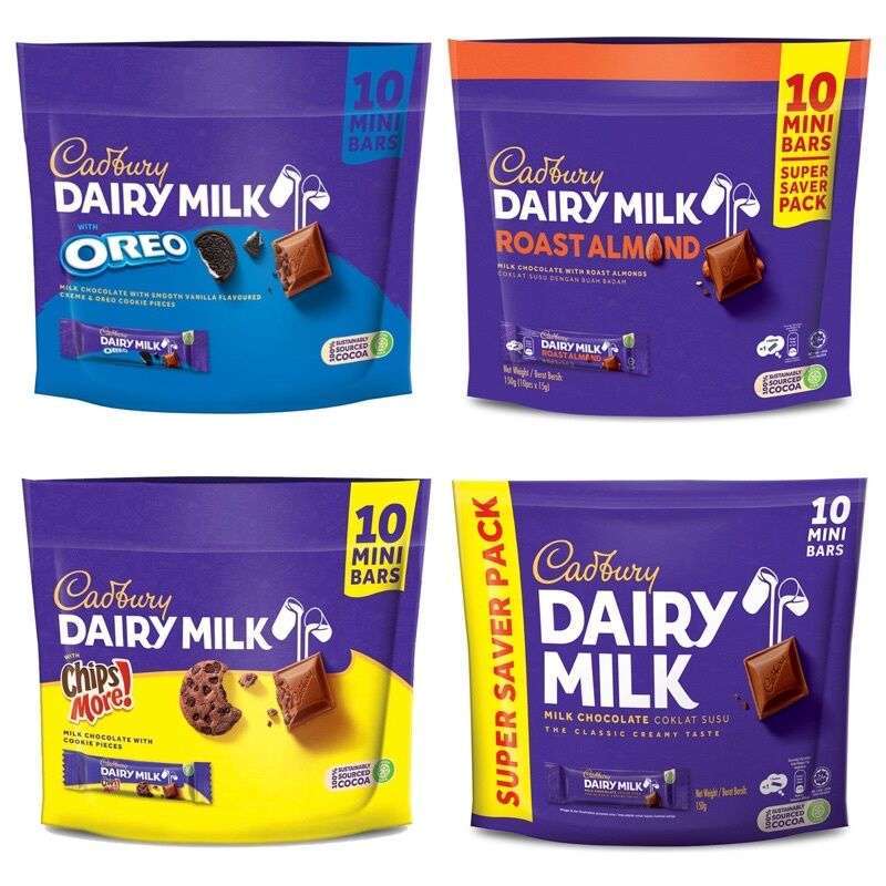 Jual Cadbury 12 10 mixed Mini Bars 4 flavours favourites assorted milk ...