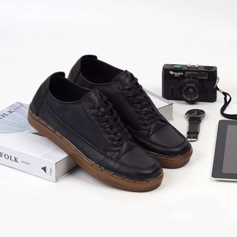 Jual Sepatu Seneaker Casual Pria Formal Kerjal Kulit Asli Olaf Black Gum Di Seller Sultan ...