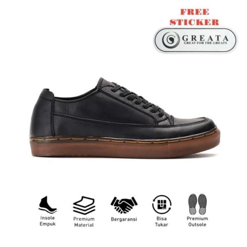 Jual Sepatu Seneaker Casual Pria Formal Kerjal Kulit Asli Olaf Black Gum Di Seller Sultan ...