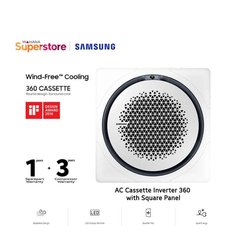 Promo Samsung AC 360 Cassette Inverter Wind-Free Square Panel 3 PK White - AC071TN4PKC/EA Diskon ...
