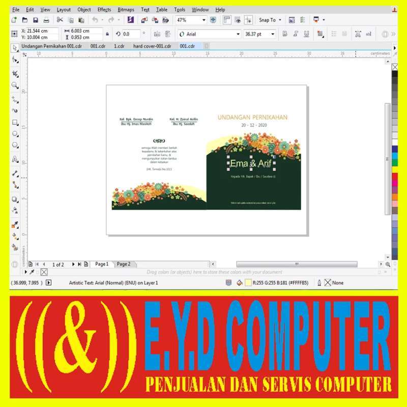 Jual Desain Undangan Kotak Persegi Koleksi Template Design Grafis Album ...