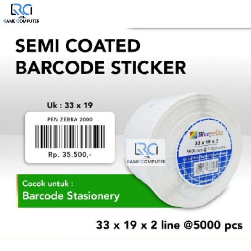 Jual Sticker label 33x19X2 Line Semi Coated BLUEPRINT isi 5000Pcs 33x19 ...