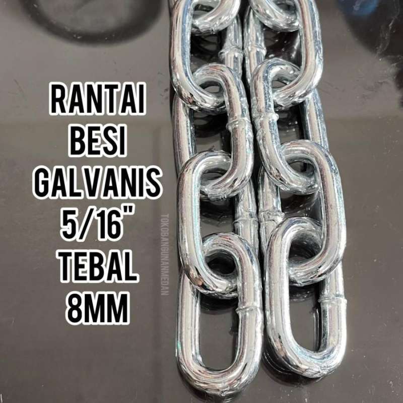 Jual RANTAI BESI KAPAL BERAT GALVANIS 5/16 INCH 8MM - 1/2 dan 1 meter ...