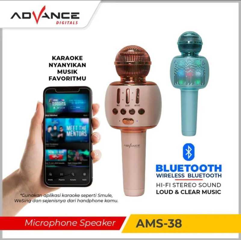 Jual Advance Microphone Bluetooth Karaoke Mic Ams38 Bluetooth Speaker ...