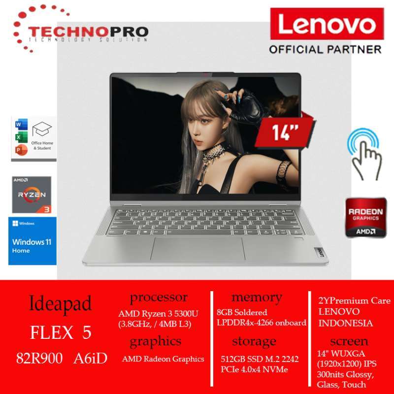 Promo Lenovo IdeaPad Flex 5 14ALC7 1FID A6ID || AMD Ryzen 3 5300U 8GB 512GB SSD AMD Radeon ...