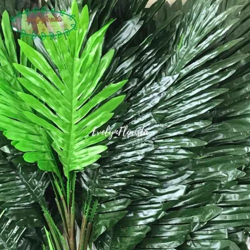 Promo ORIGINAL Daun Palem Hijau Plastik Artificial T100 Tanaman Palma 1 ...