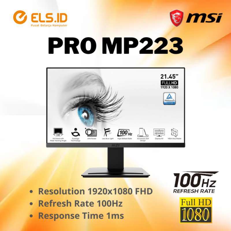 Promo MSI PRO MP223 22' Productivity Professional Bussiness FHD 100Hz ...