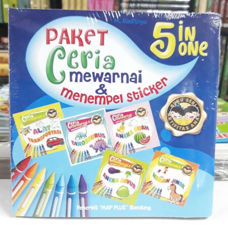 Jual BUKU ANAK , SERI MEWARNAI DAN MENEMPEL STIKER PAKET KOMPLIT MAP ...