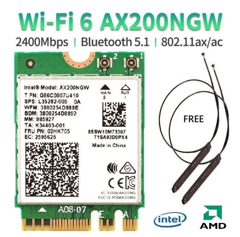 Promo Intel Wifi 6 Card Wireless AX200 802.11AX Bluetooth 5.1 NGFF M.2 2G 5G Diskon 23% di ...