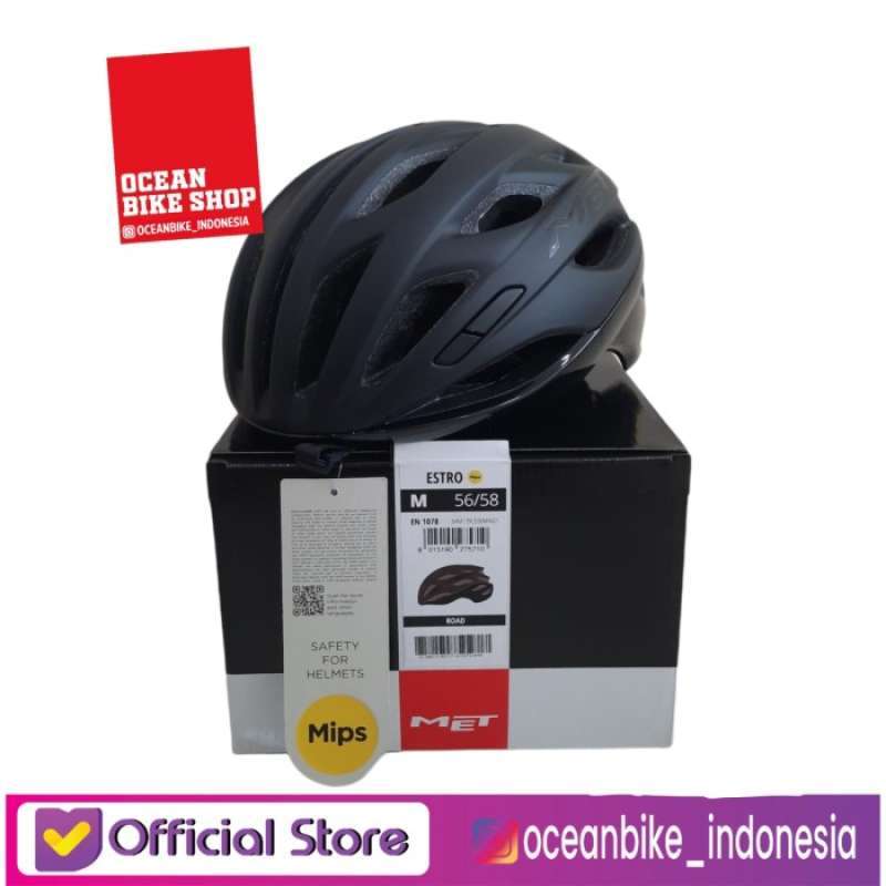 Promo Helm Sepeda Original Met Estro Hitam Helmet Mips Black Hitam