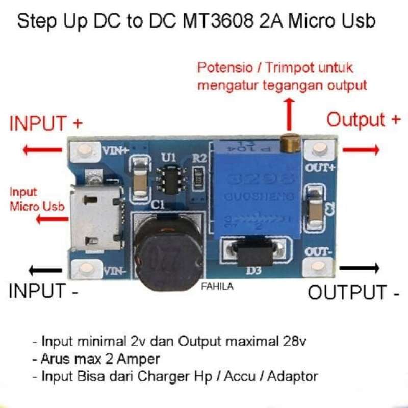 Jual MT3608 Step Up DC Regulator 2A 24V Boost Converter Module w Micro USB di Seller Eazyfast ...
