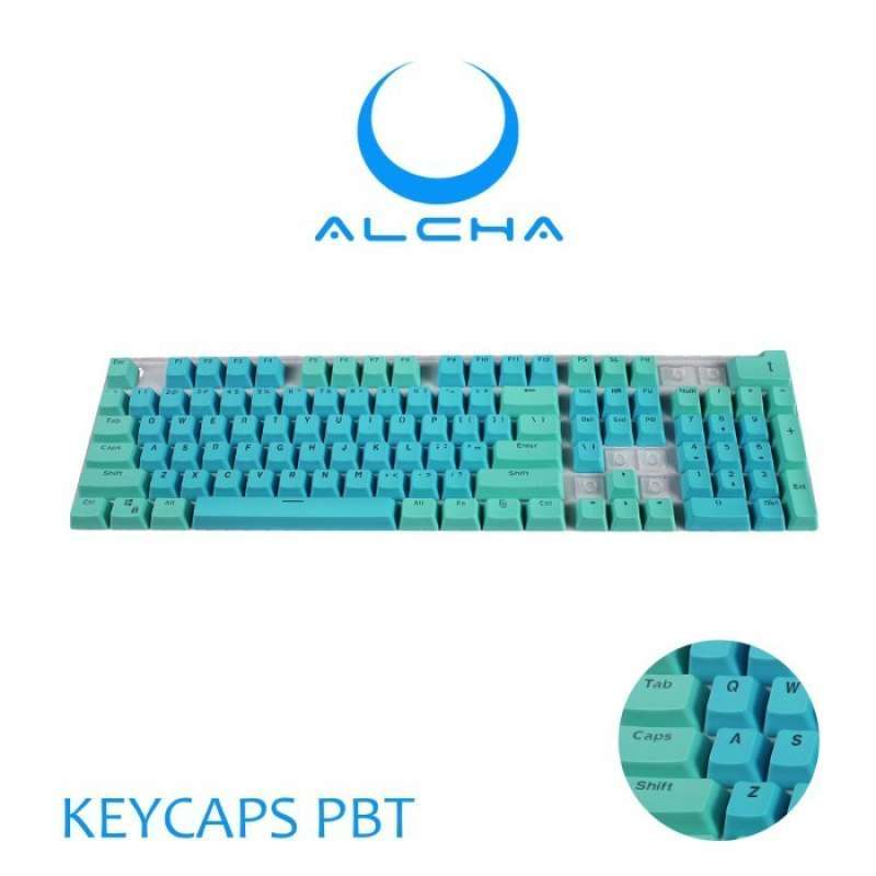 Jual ALCHA KEYCAPS PBT BACKLIT MECHANICAL KEYBOARD BLUE - TOSCA di ...