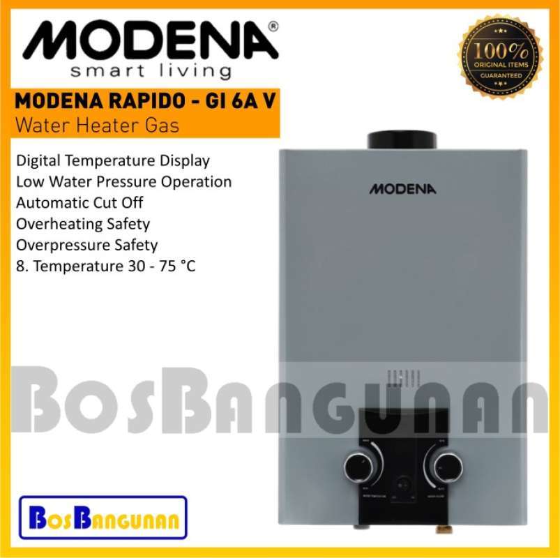 Promo Water Heater Gas Modena Gi 6A V / Modena Gi 6Av Kapasitas 6 Liter ...