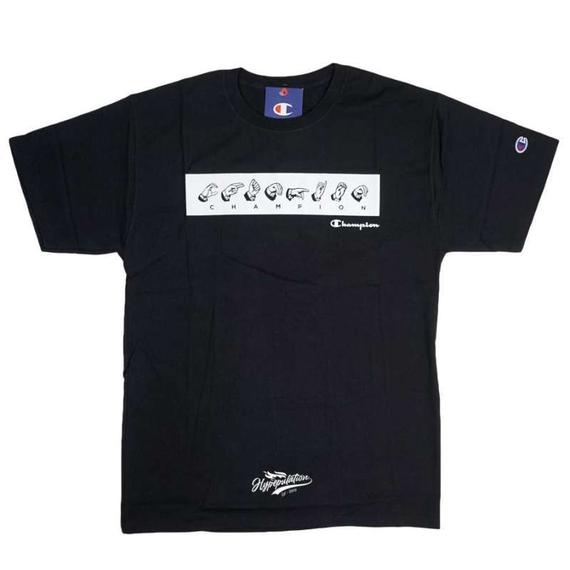 Jual Champion Sign Language White Logo Black Tee Original Di Seller ...