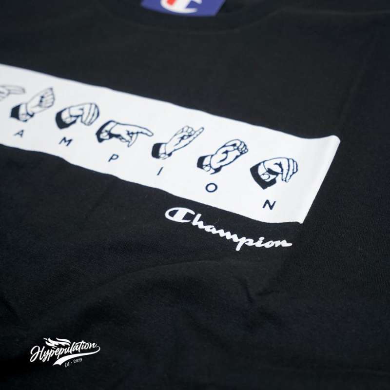 Jual Champion Sign Language White Logo Black Tee Original Di Seller ...