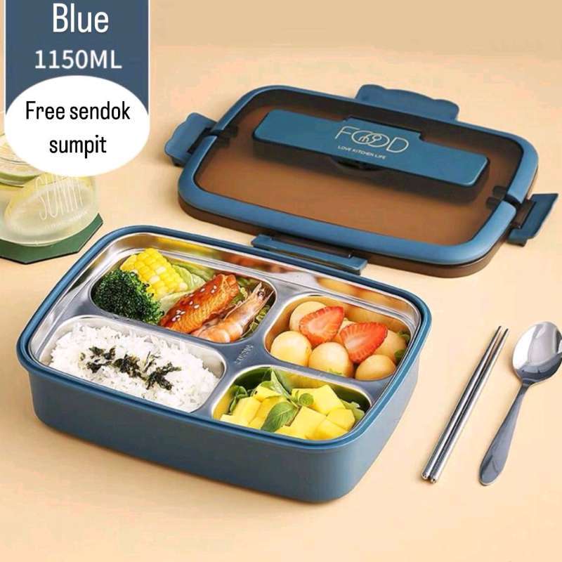 Jual Lunch Box Stainless Transparan Sekat 4/Kotak Makan Anak di Seller ...