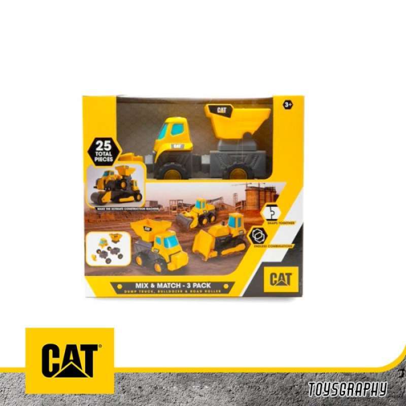 Promo Caterpillar Mix and Match Fleet 3 Pack Wheel Loader Cement Mixer ...