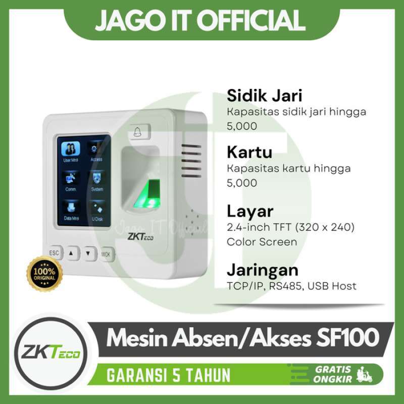 Promo Paket Mesin Absensi Fingerprint Access Door Zkteco Sf100 Proxy - Kaca Frameless Diskon 2% ...
