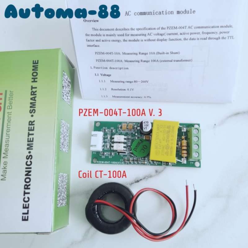 Promo PZEM-004T-100A Multifunction AC 80-260V Volt Ampere meter Coil CT ...