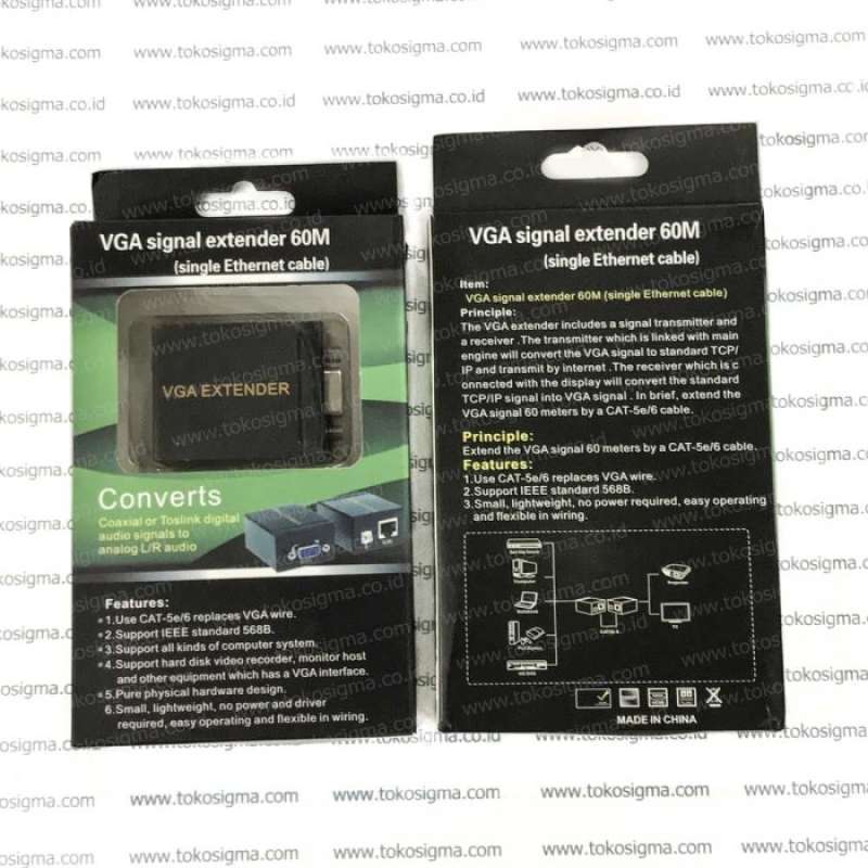 Promo Vga Extender Passive Via Single Kabel Lan Utp Rj-45 Cat 5e/6 60m ...