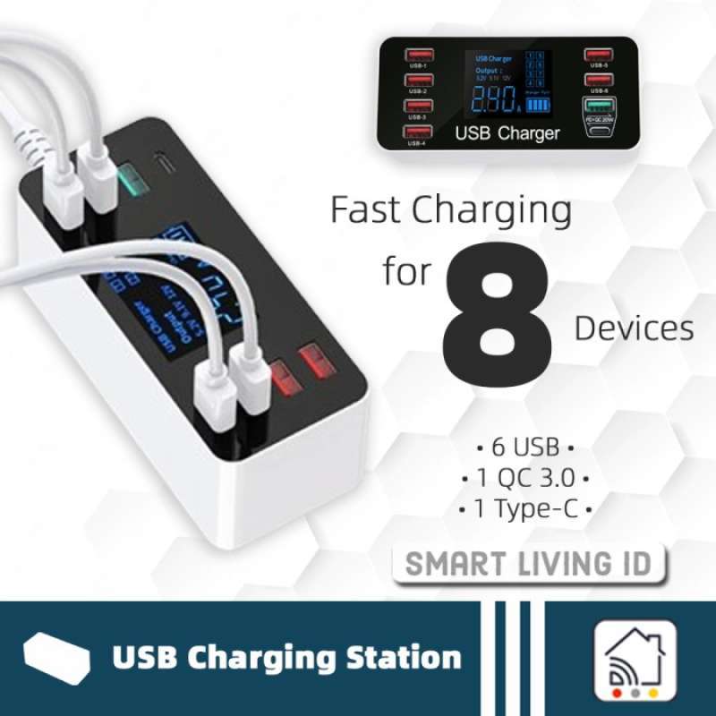 Promo Usb Quick Charging Station Hub Type C 8 Port Usb Pd Smart Display ...