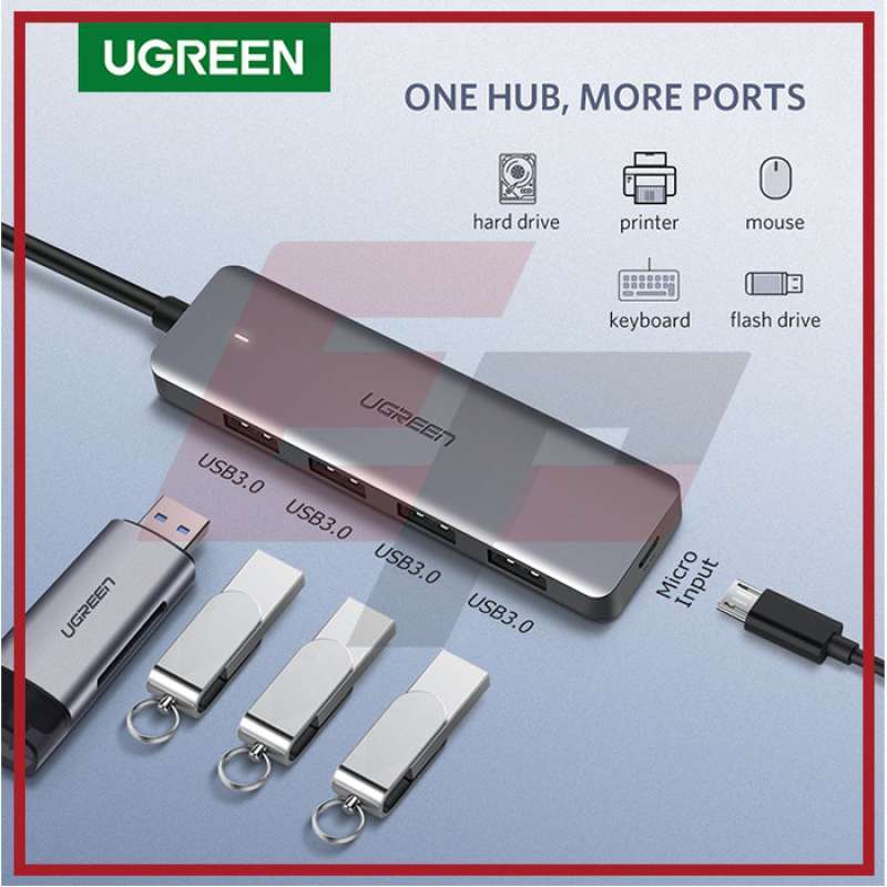 Promo Ugreen 50985 Hub To 4 Ports Usb 3.0 Micro Usb Input Laptop Pc ...
